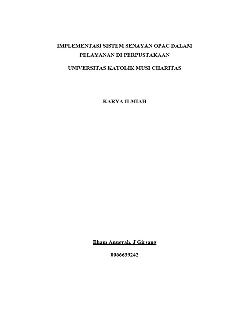 Implementasi Sistem Senayan Opac Dalam Pelayanan Di Perpustakaan | PDF