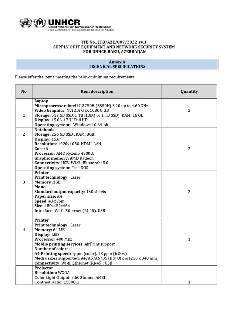 ANNEX A ITB AZE 007 2022.rv1 | PDF | Solid State Drive | Laptop