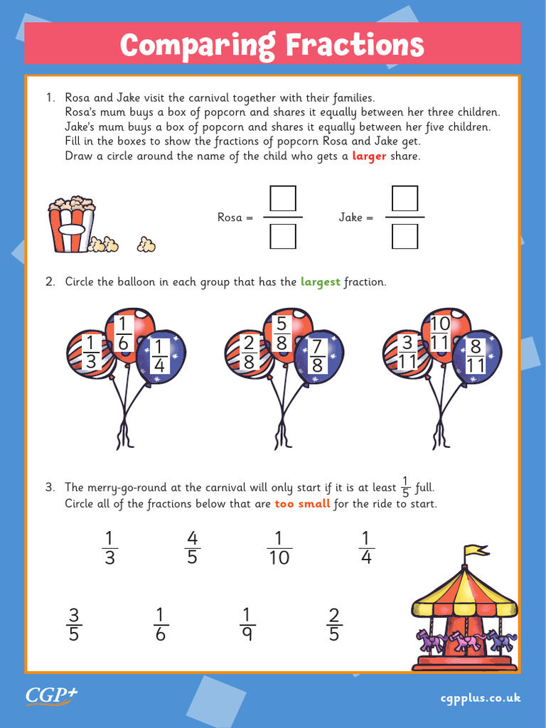 Comparing Fractions (Year 3) Full Colour - M2WAE16629 | PDF
