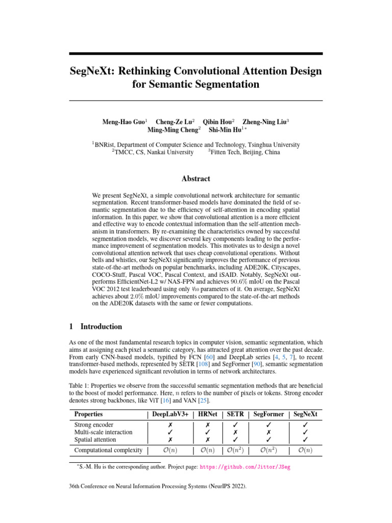 NeurIPS 2022 Segnext Rethinking Convolutional Attention Design For ... NeurIPS 2022 Segnext Rethinking Convolutional Attention Design For ...