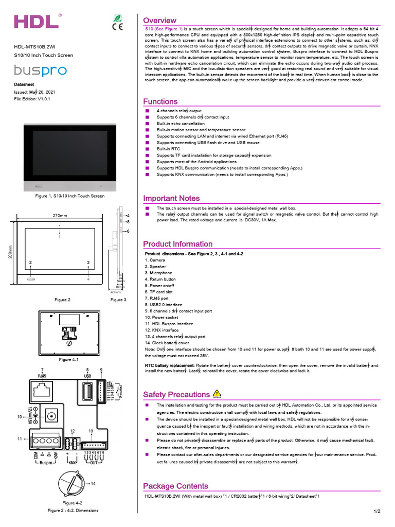 HDL S10 Panel | PDF | Touchscreen | Building Automation