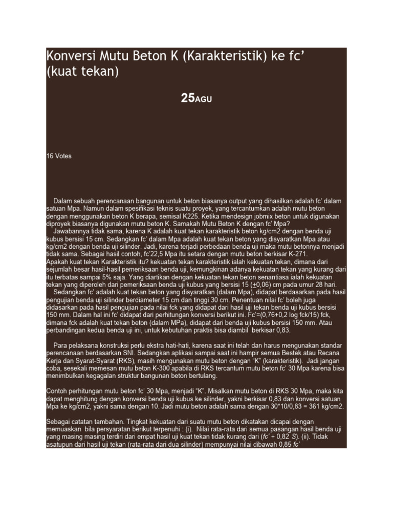 perhitungan mutu beton | PDF