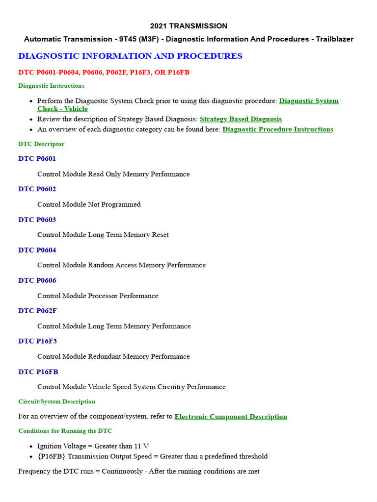 TRANSMISSION Automatic Transmission - 9T45 (M3F) - Diagnostic ...