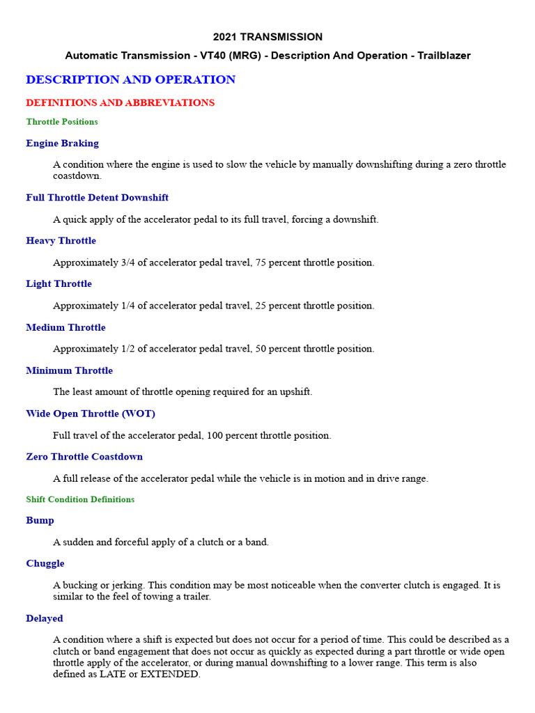 VT40 Automatic Transmission Overview | PDF | Automatic Transmission ...