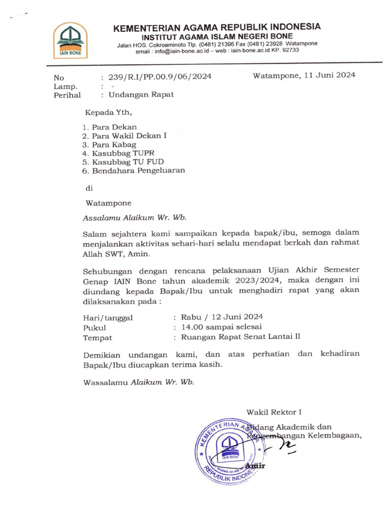 Undangan Rapat - 1 | PDF