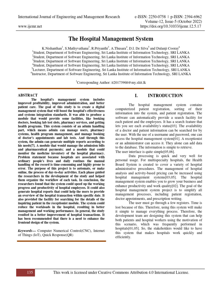 The Hospital Management System | Download Free PDF | Databases | Health ...