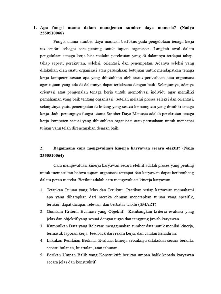 Notulen Kel 13 (Konsep Dan Fungsi SDM) | PDF