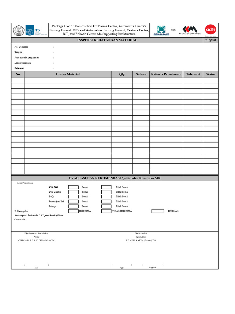 Laporan QC Material Proyek Ciriajasa | PDF