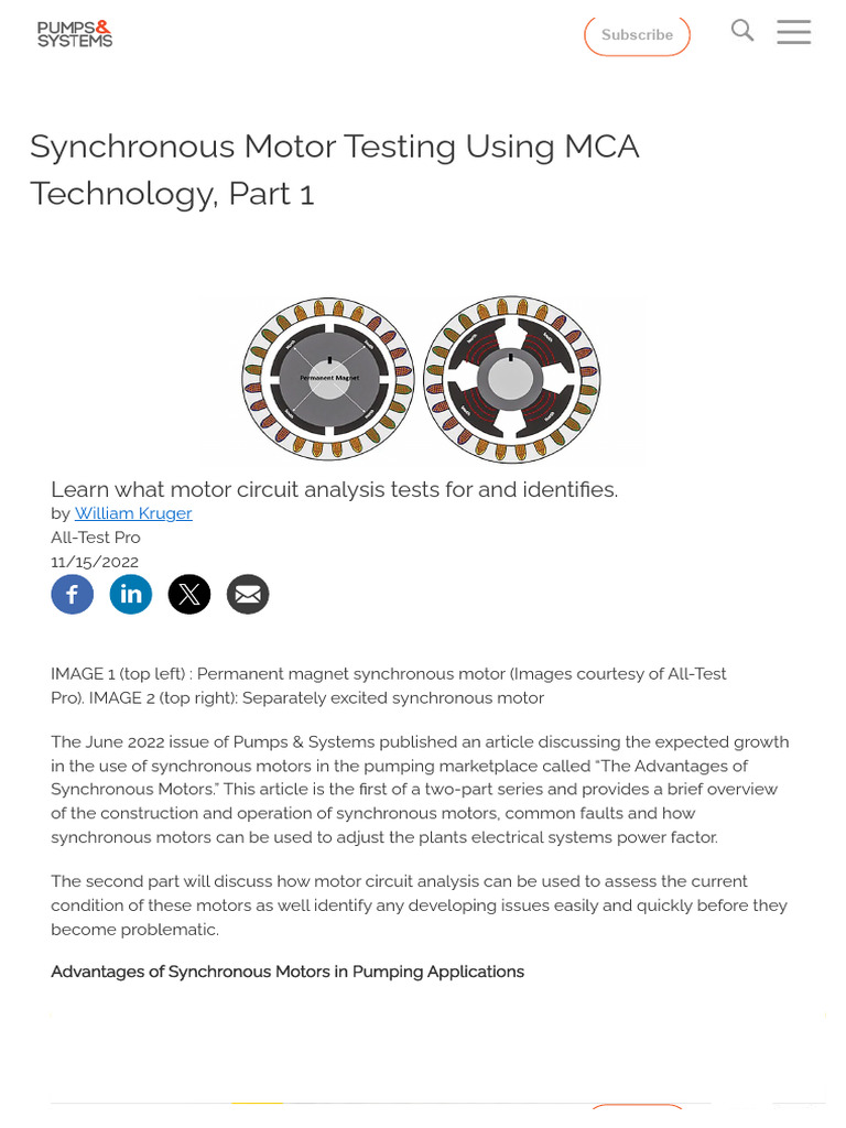 Synchronous Motor Testing Using MCA Technology, Part 1 - Pumps ...