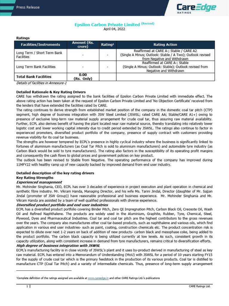 Epsilon Carbon Private Limited | PDF | Credit Rating Agency