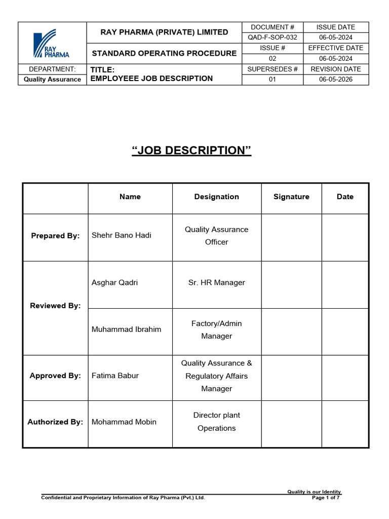 Qad-F-Sop-032-I Job Description Sop | PDF | Human Resources | Business