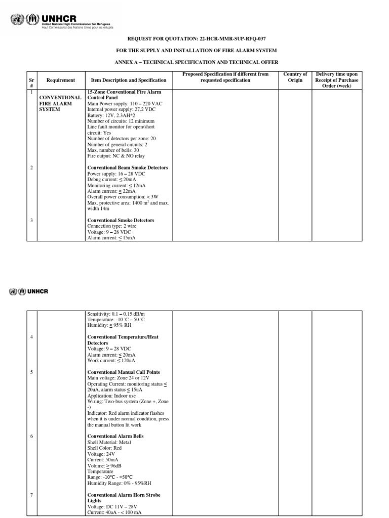 Annex A - Technical Specification & Offer | Download Free PDF | Equipment | Manufactured Goods
