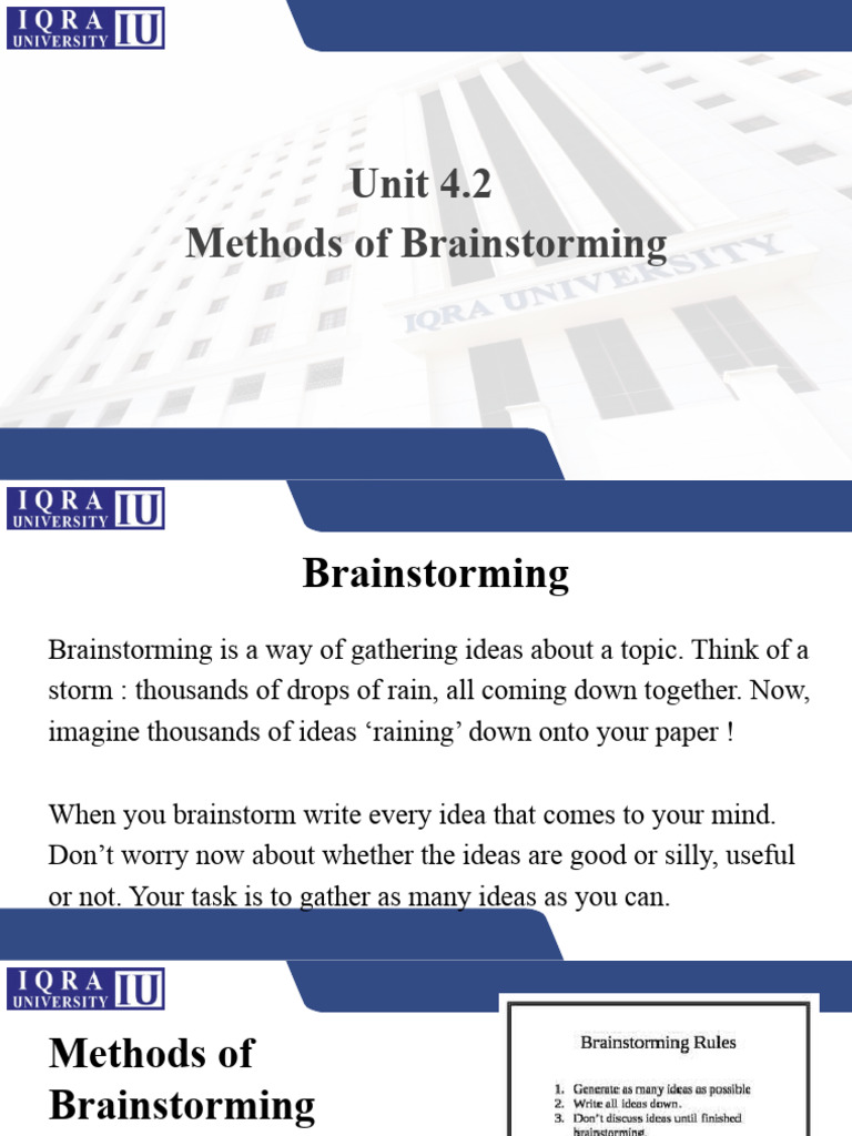 Lecture 4 PPT 2 - Brainstorming | PDF | Career & Growth | Self-Improvement