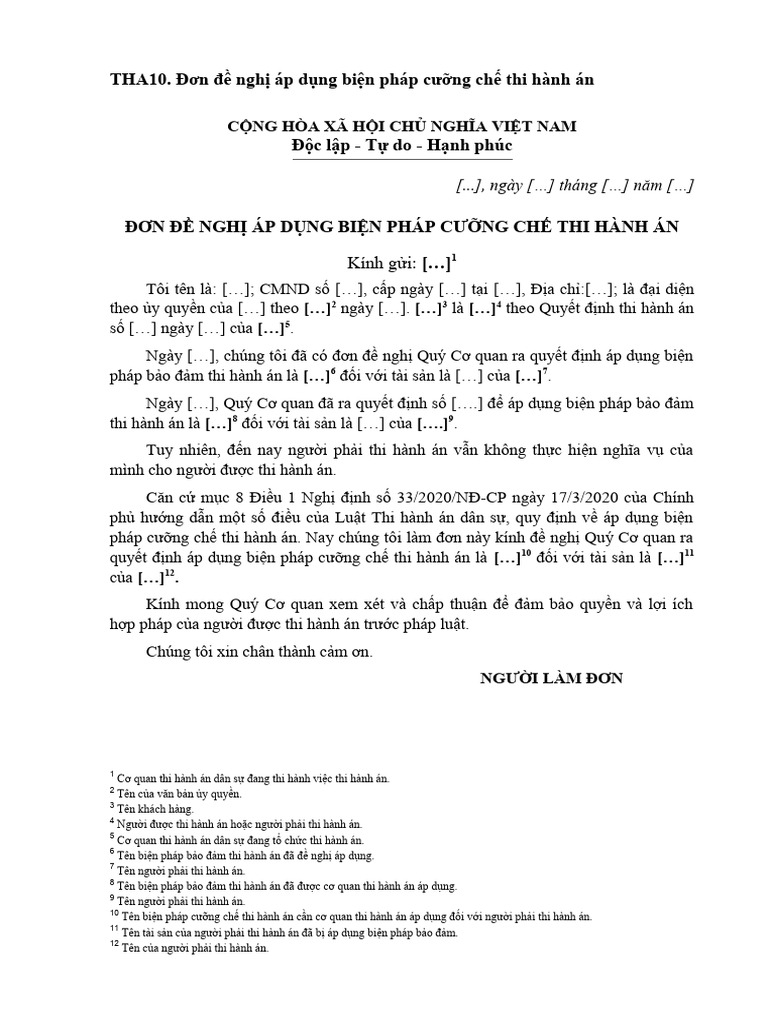 THA10. Don de Nghi Ap Dung Bien Phap Cuong Che Thi Hanh An | PDF