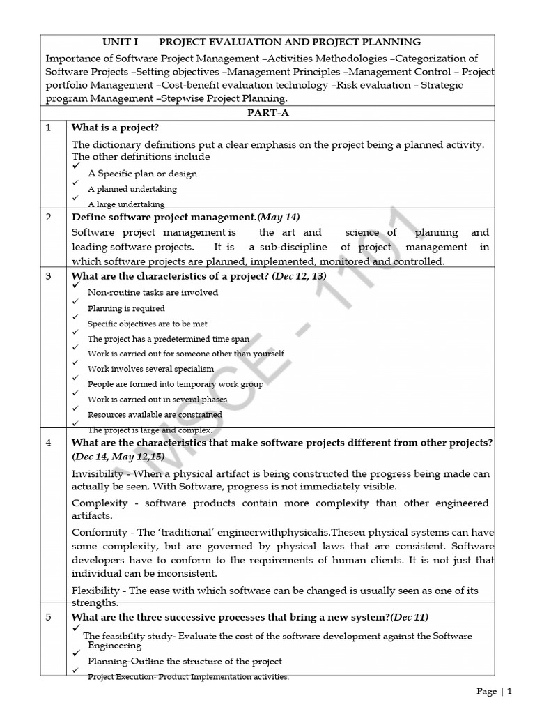 SPM Notes As Per Syllabus Final | PDF | Project Management | Net ...