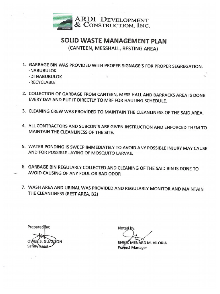 Solid Waste Management Plan | PDF