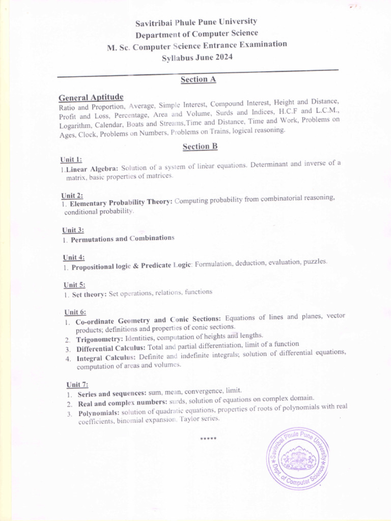 2024 MSC Entrance Syllabus | PDF