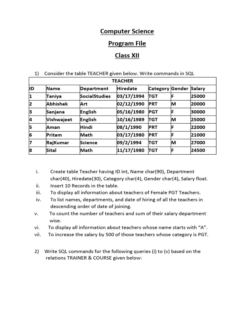 Holiday Homework XII | PDF | Computer Programming | Computing Holiday Homework XII | PDF | Computer Programming | Computing
