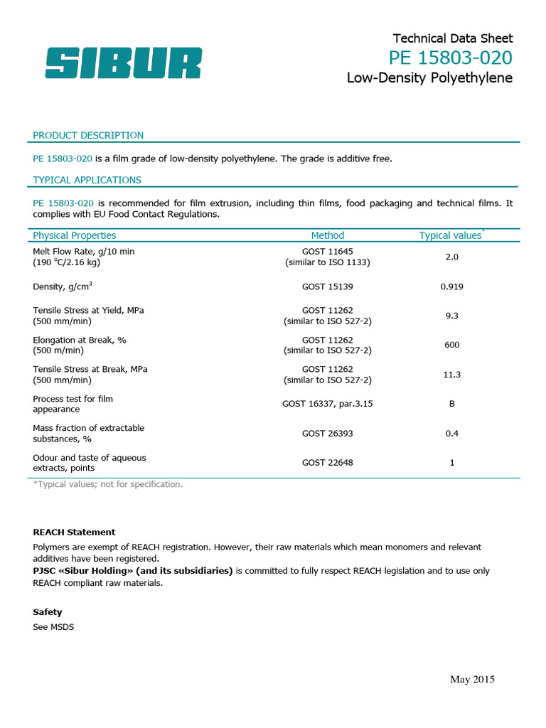 TDS Pe 15803-020 - Enu | PDF | Polyethylene | Polymers