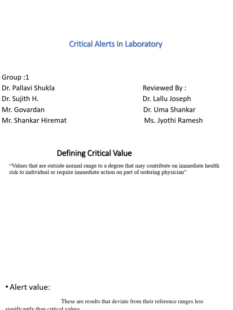 Critical Alert. | PDF | Clinical Medicine | Medical Specialties