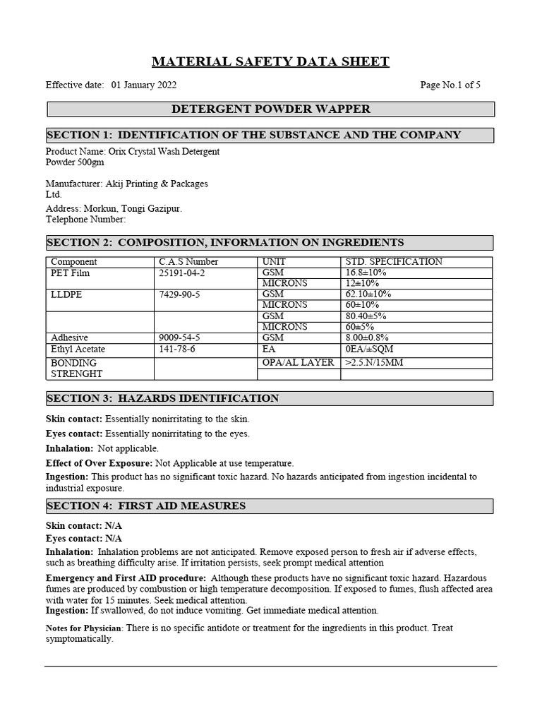 Orix Detergent Powder 500gm | PDF | Nickel | Toxicity