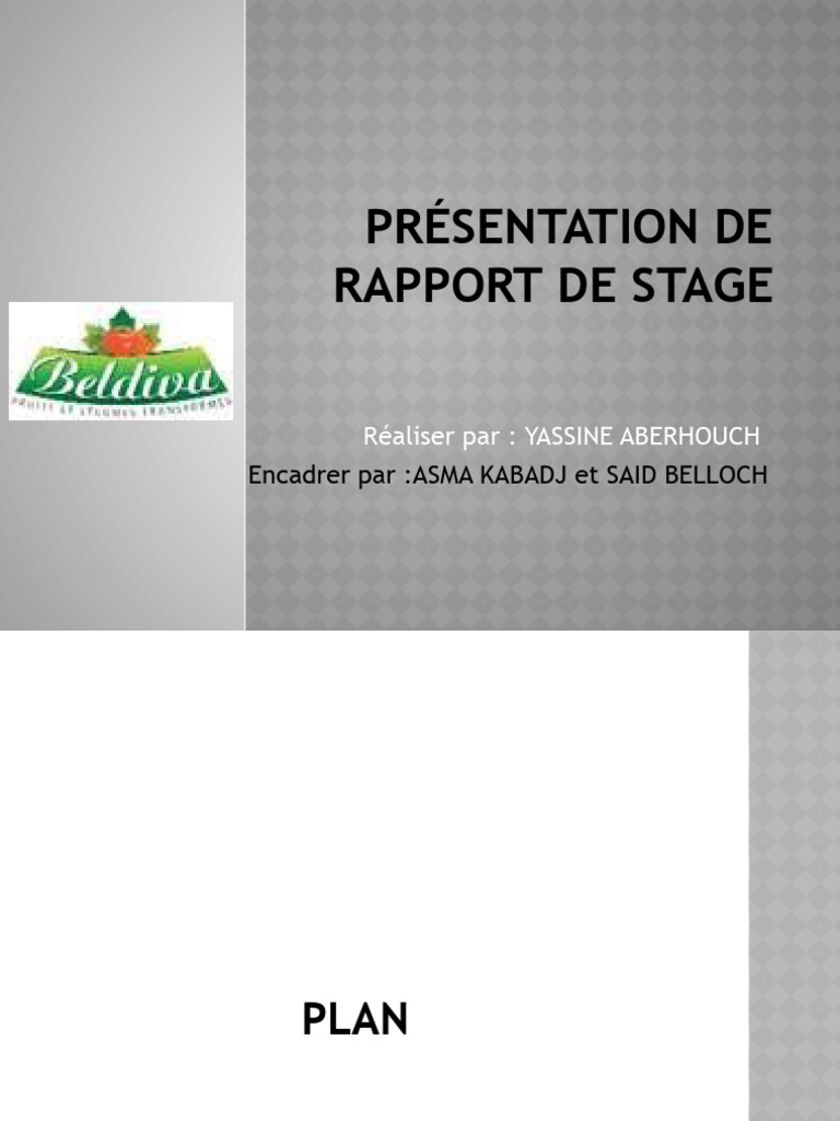 Présentation de Rapport de Stage | PDF | Hygiène | Savon