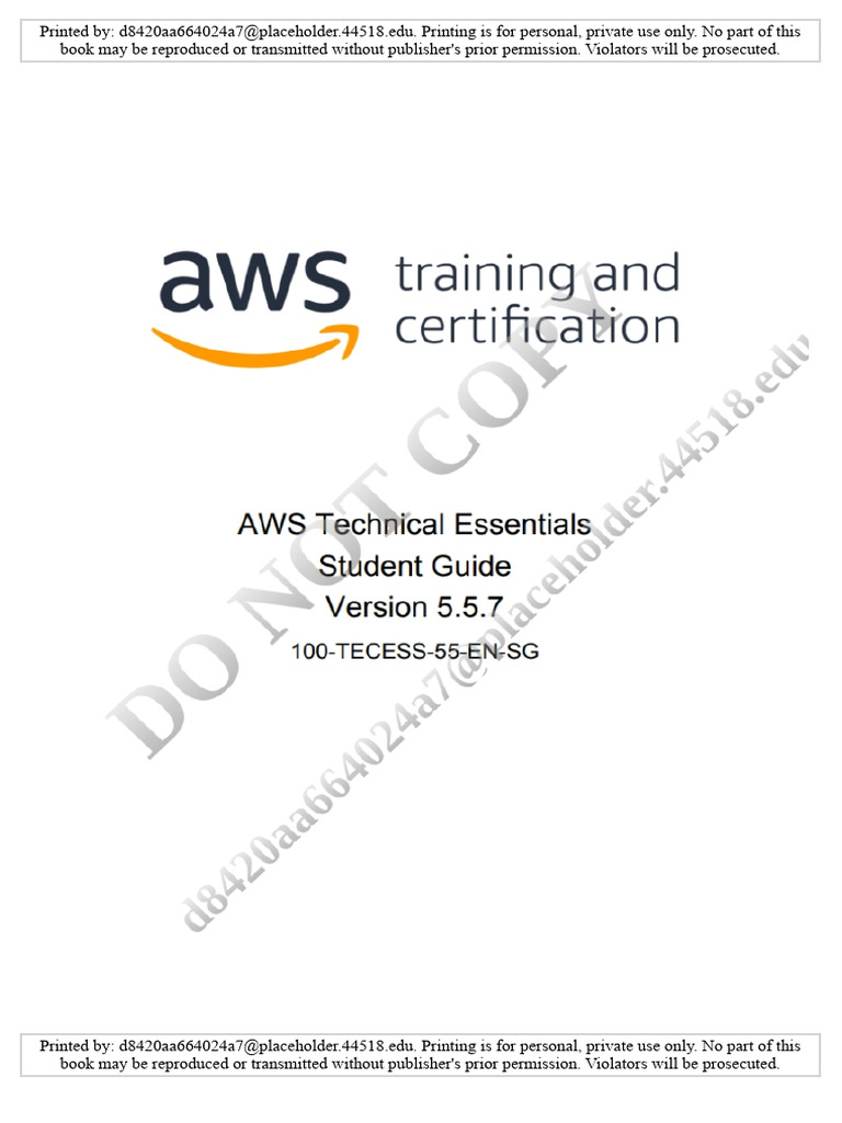 AWS Technical Essentials 5.5.7 (EN) - Student Guide | PDF | Decorative ...