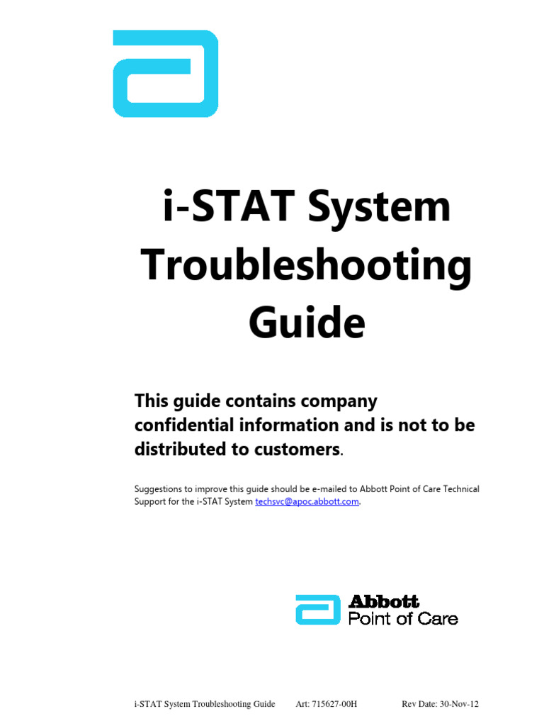 Troubleshooting Guide i-STAT Blood Gas Analyzer | PDF | Technical ...