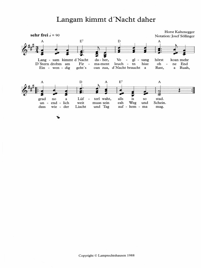 Langsam Kimmt D Nacht Daher | PDF
