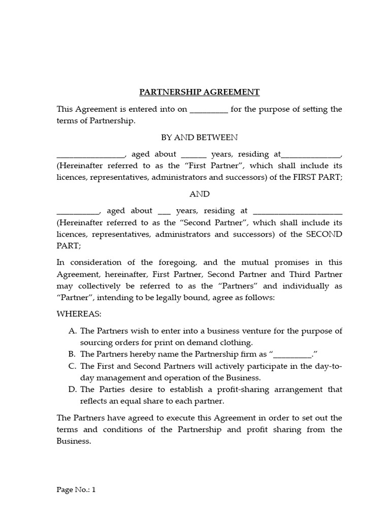 Partnership Agreement | Download Free PDF | Partnership | Private Law