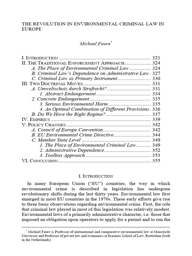 The Revolution in Environmental Criminal Law in Europe (Michael Faure ...