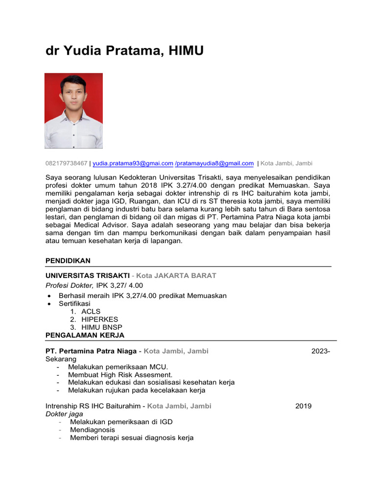 CURRICULUM VITAE (CV) Yudi | PDF