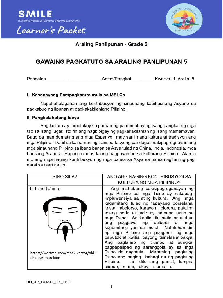 AP5_SMILE Learner_s Packet_Q1_Week8-printed - Copy | PDF