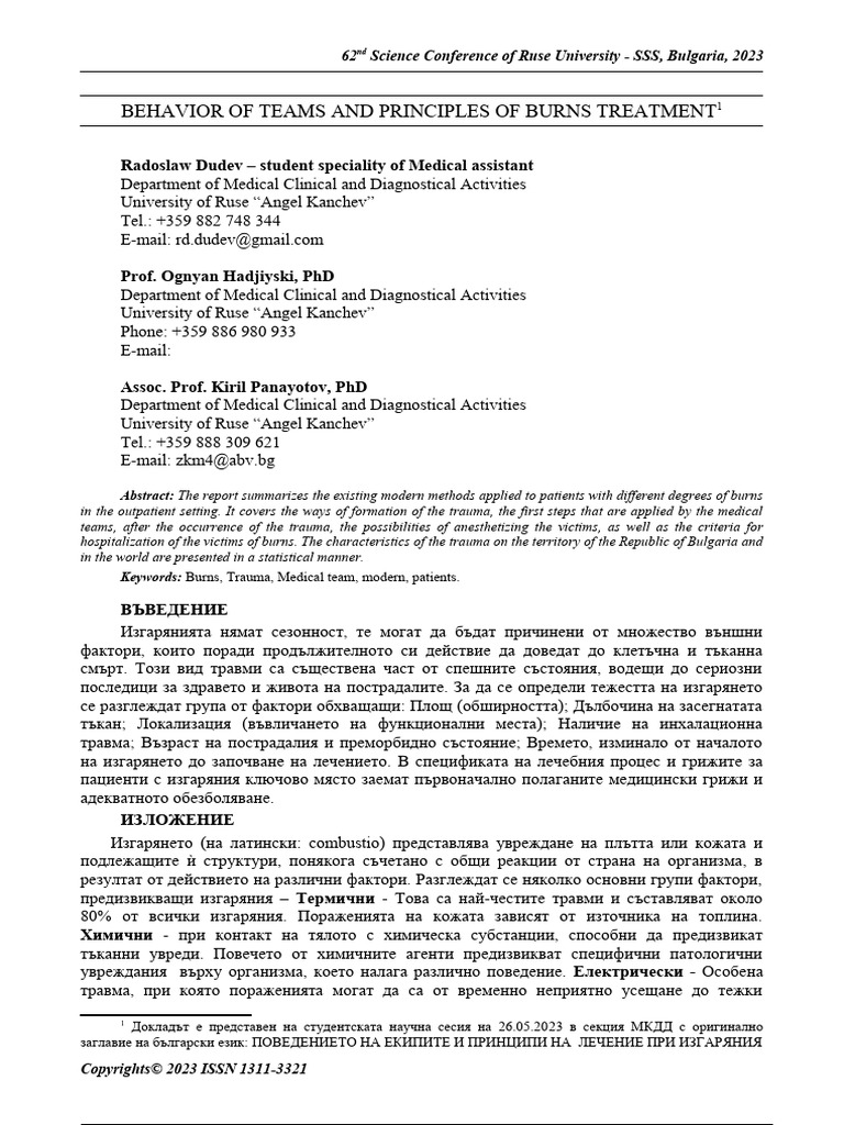 BEHAVIOR OF TEAMS AND PRINCIPLES OF BURNS TREATMENT | PDF