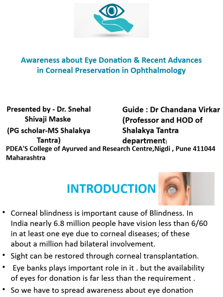 Eye Donation Awareness & Corneal Advances | PDF | Cornea | Ophthalmology