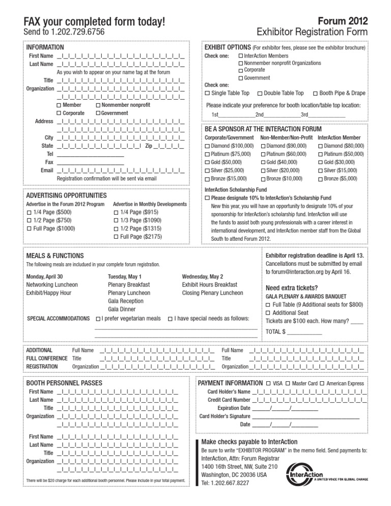 Forum 2012 Exhibitor Registration Form - FINAL | PDF | Career & Growth ...