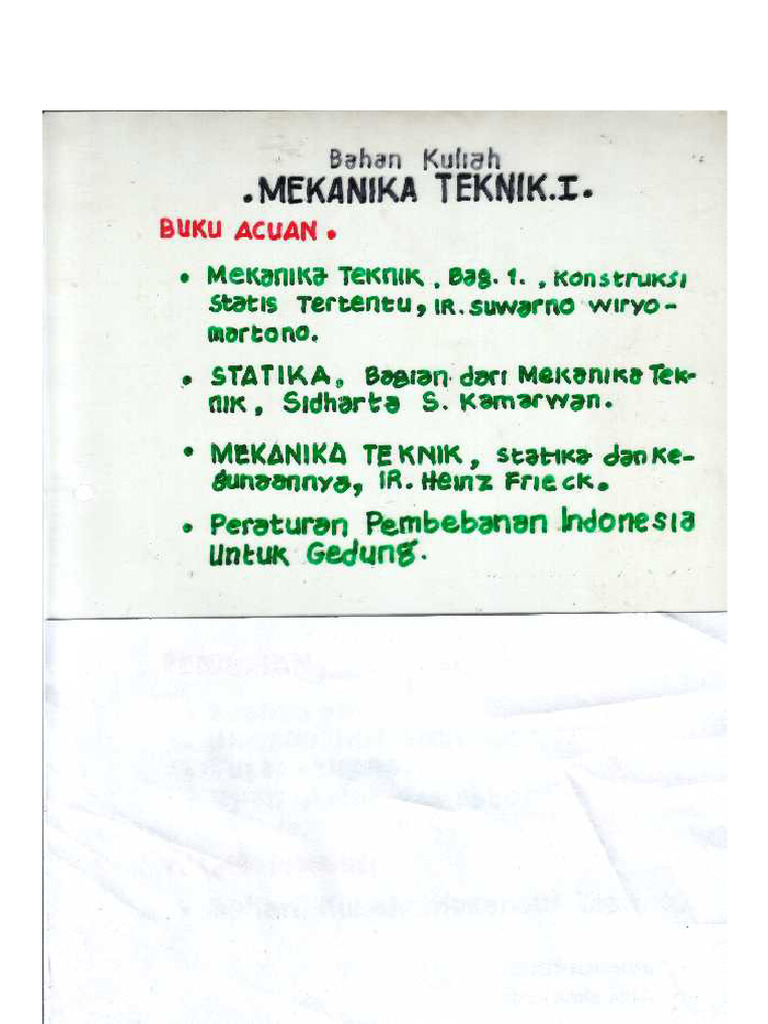 Mekanika Teknik 1 (Tulis Tangan) | PDF