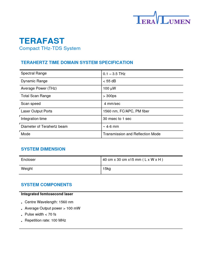 Data Sheet - TeraFast - TDS | PDF | Electronics | Radiation