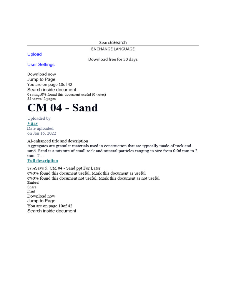 CM 04 - Sand | PDF | Sand | Natural Materials