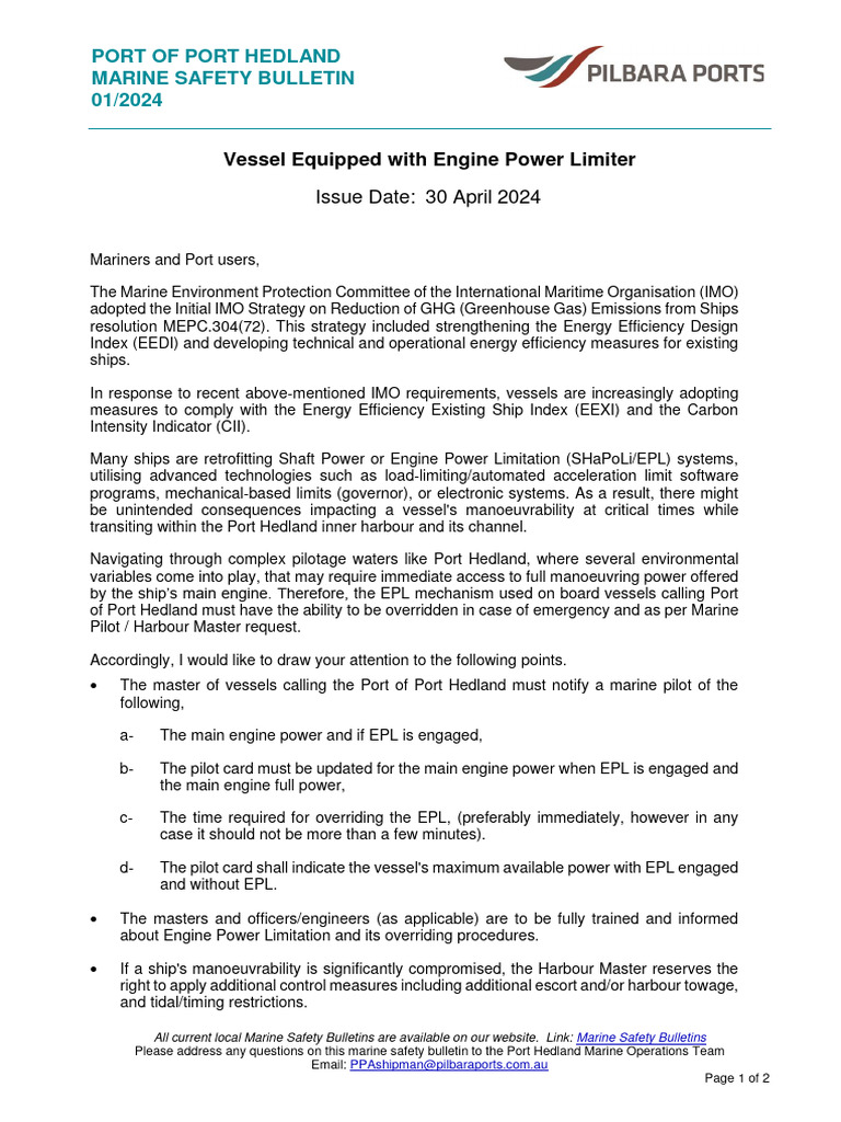 Vessel Equipped With Engine Power Limiter | Download Free PDF | Marine ...