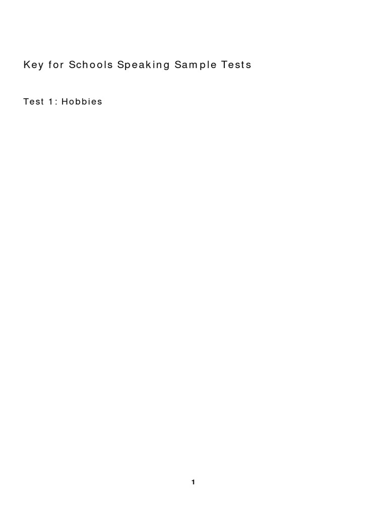 A2 Key For Schools 2022 Sample Tests Speaking | PDF
