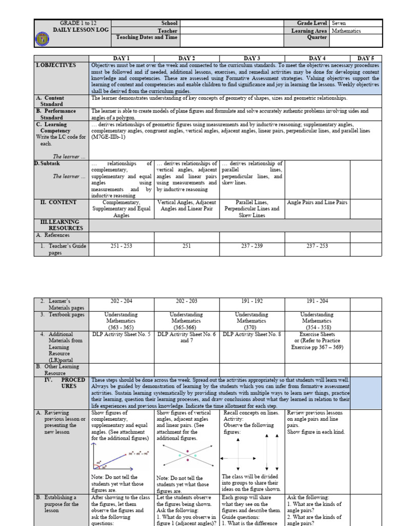 G7 Q3 Week 02 | PDF | Angle | Learning