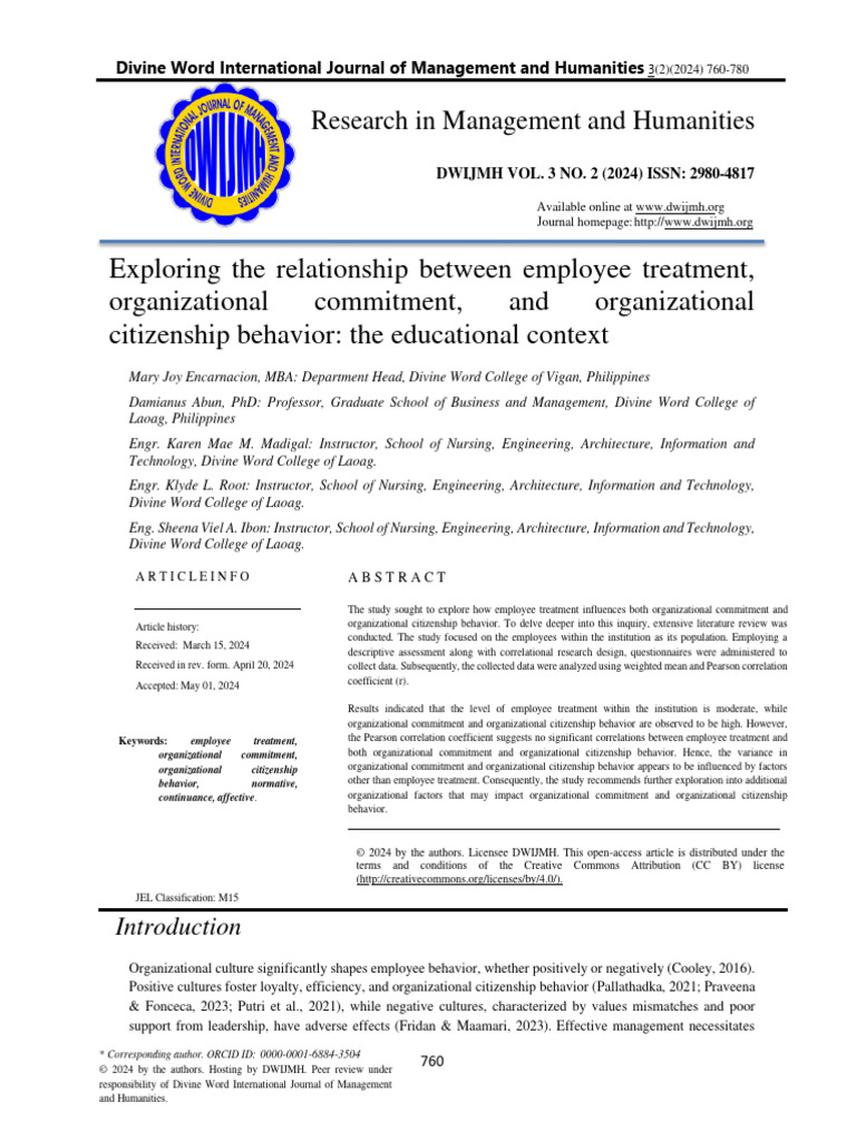 Exploring The Relationship Between Employee Treatment, Organizational ...
