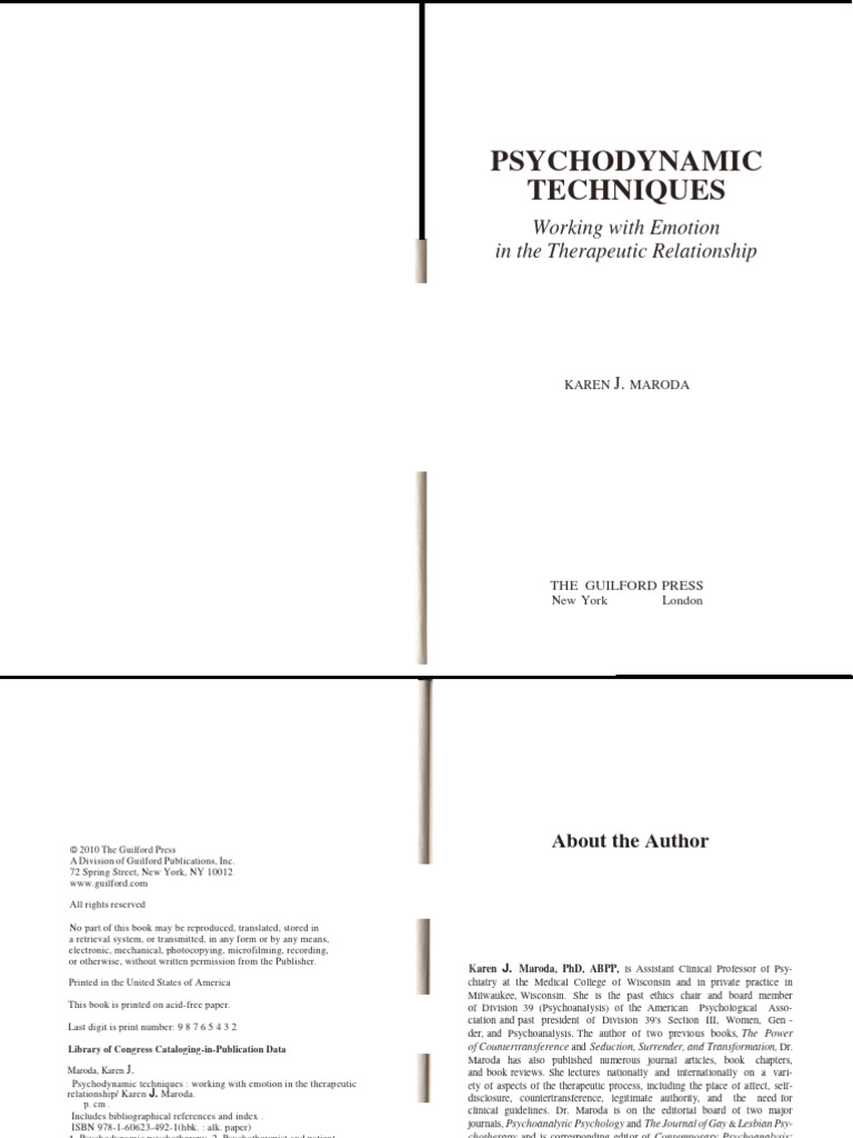 Maroda (2010) Psychodynamic Techniques. Chapter 6 - Managing Emotions ...