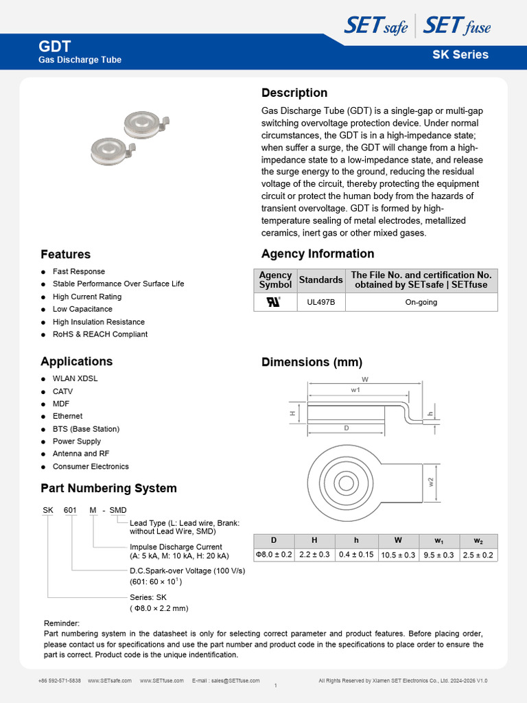 GDT SK (SMD) - V1.0 - SETsafe & SETfuse - Jan 23, 2024 | PDF ...