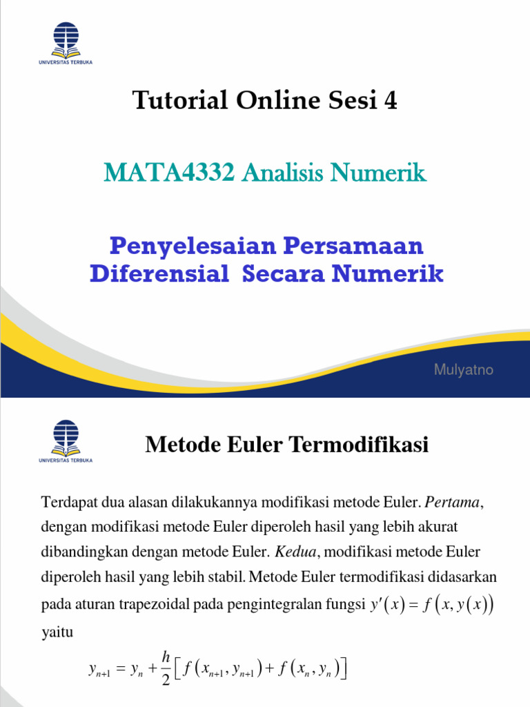 Inisiasi 4 - Metode Euler Termodifikasi | PDF