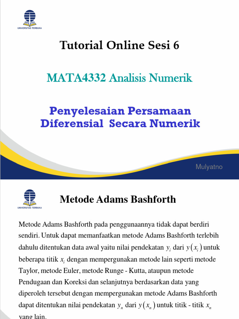 Inisiasi 6 Metode Adams Bashforth Pdf