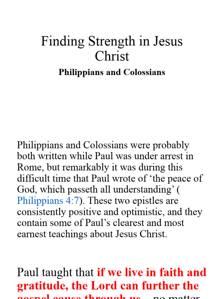 Finding Strength in Jesus Christ | PDF