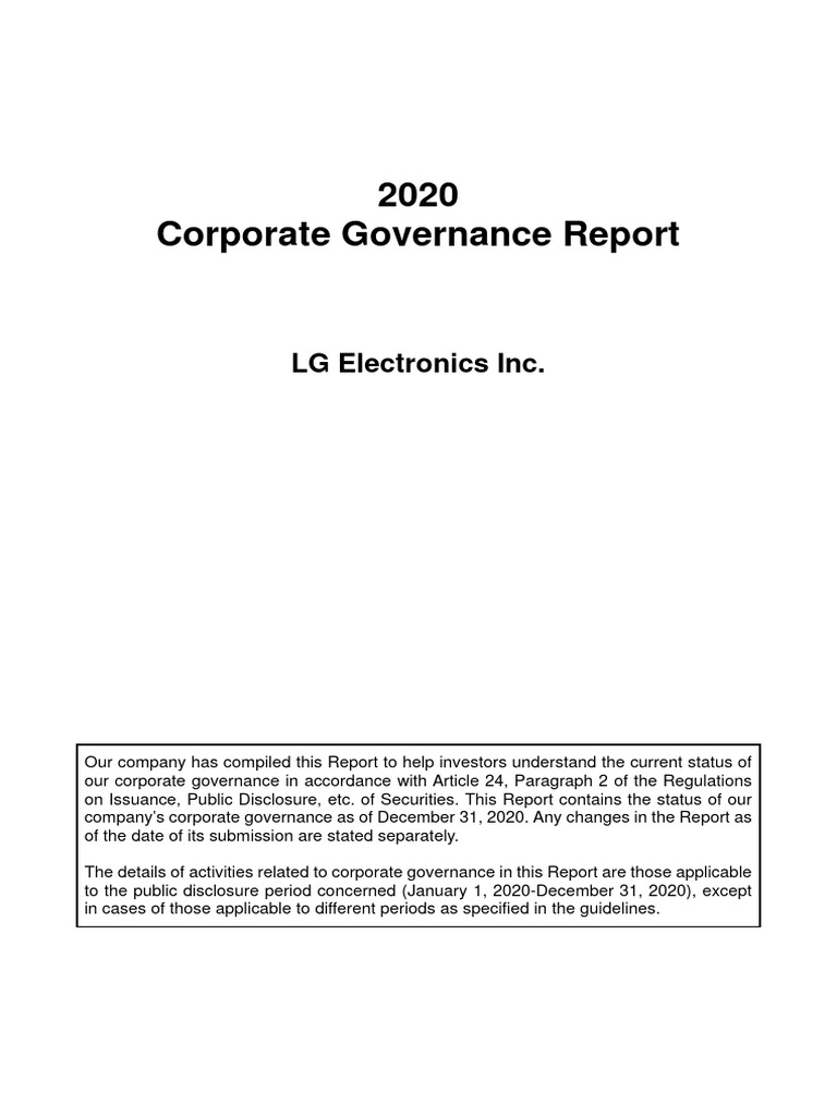 2020 LGE Corporate Governance Report en | PDF | Dividend | Corporate ...