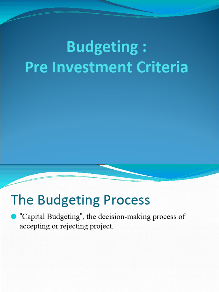 Budgeting | PDF | Net Present Value | Money